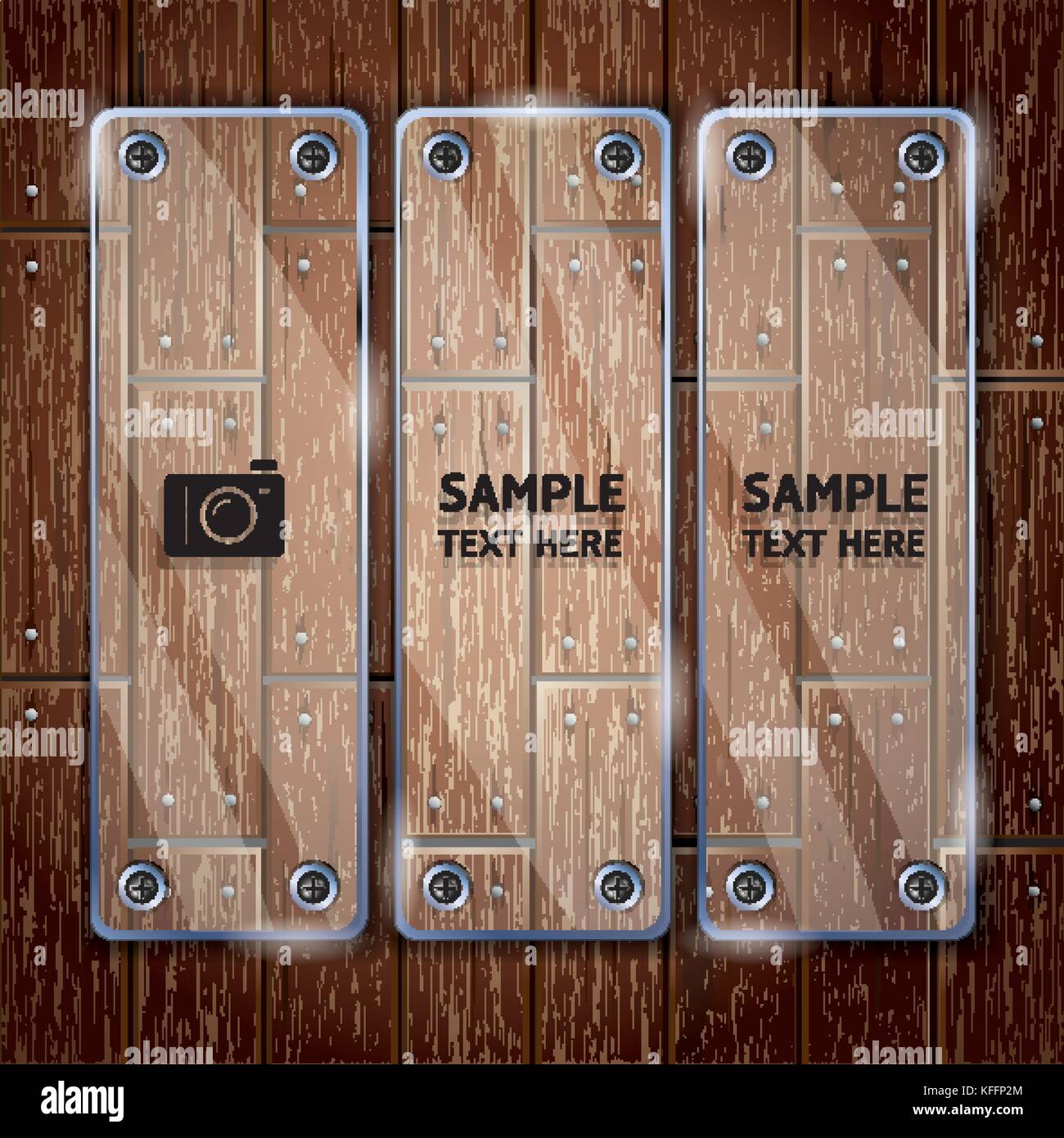 Wooden texture background and glass frame. vector illustrator Stock ...