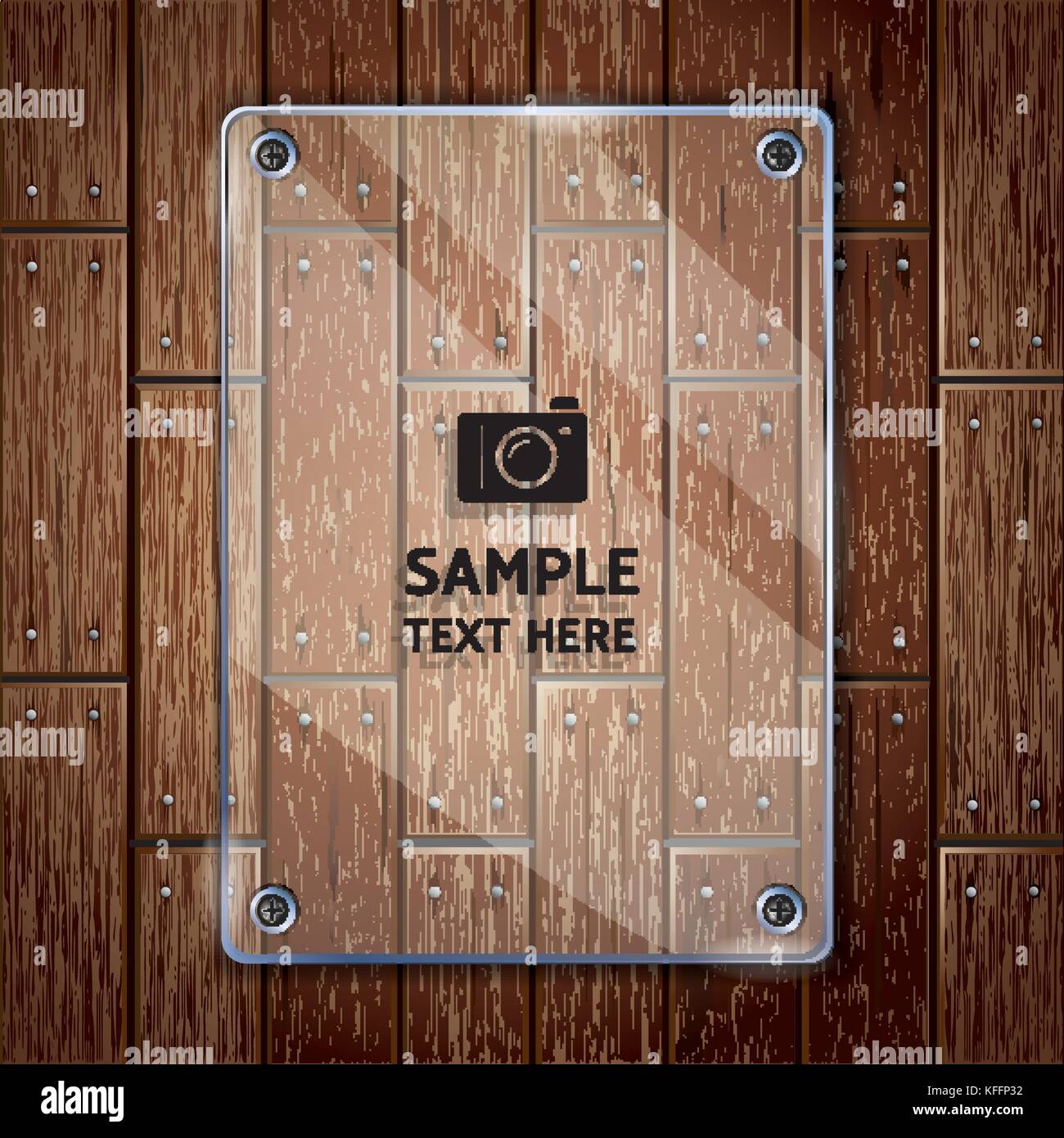Wooden texture background and glass frame. vector illustrator Stock ...