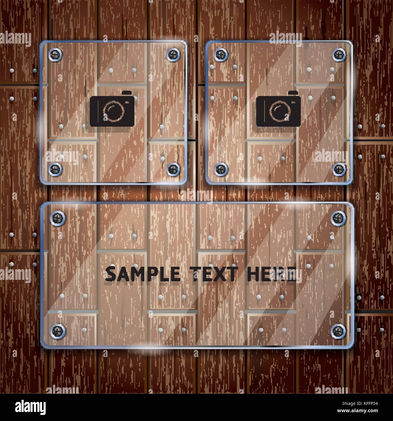 Wooden texture background and glass frame. vector illustrator Stock ...