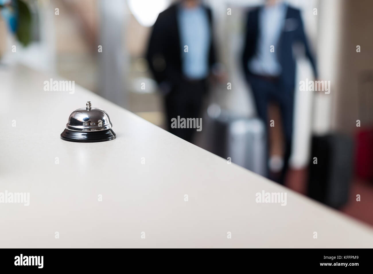 Desk With Bell Modern Luxury Hotel Reception Counter Stock Photo - Alamy