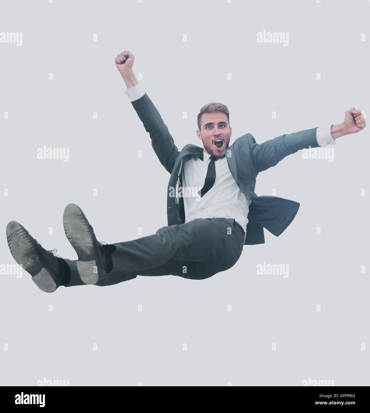 Isolated business man fly concept Stock Photo - Alamy