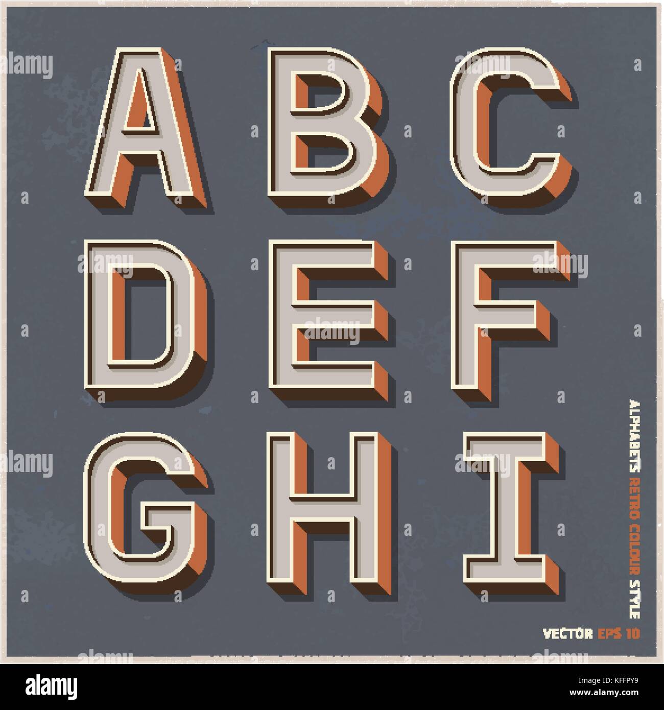 Alphabet retro colour style. Vector illustration Stock Vector Image ...