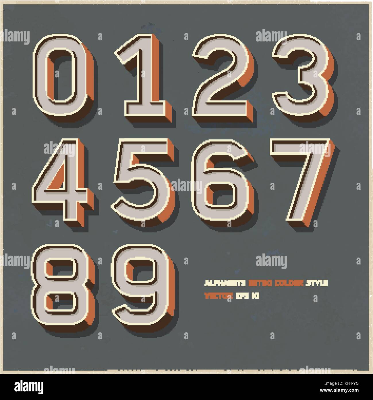 Alphabet retro colour style. Vector illustration Stock Vector Image ...