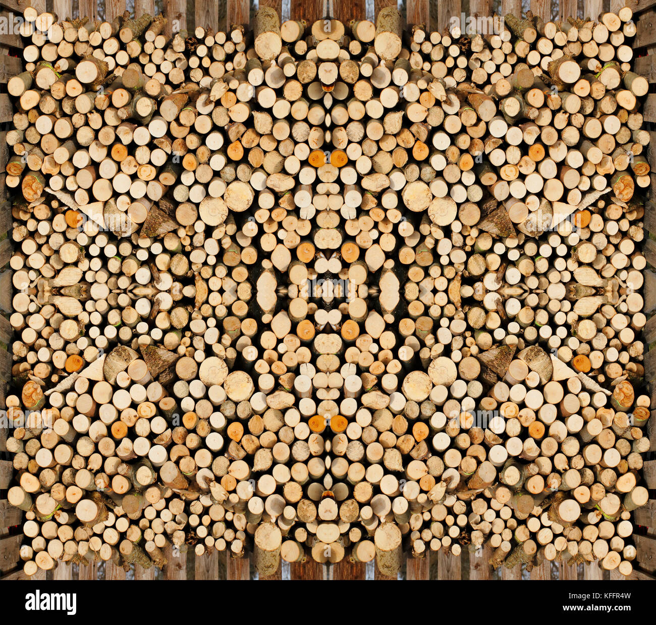 Holzstapel, aufgeschichtetes Holz fertig gesägt als Brennholz Stock ...