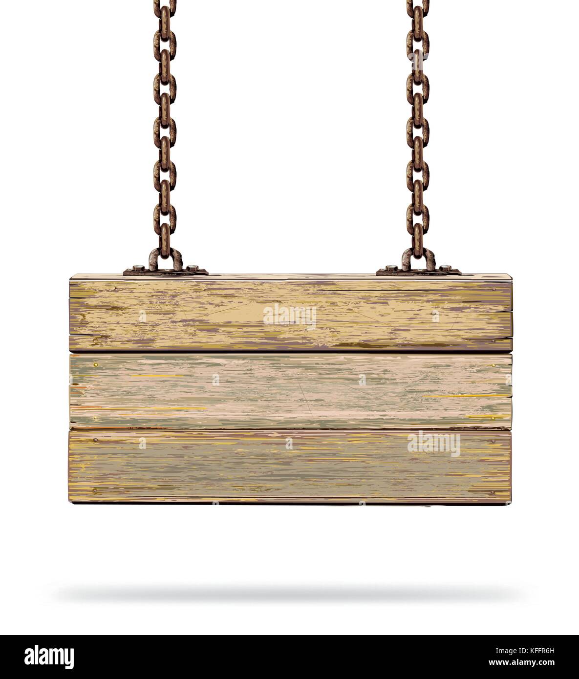 Old color wooden board with chain. Vector illustration Stock Vector ...
