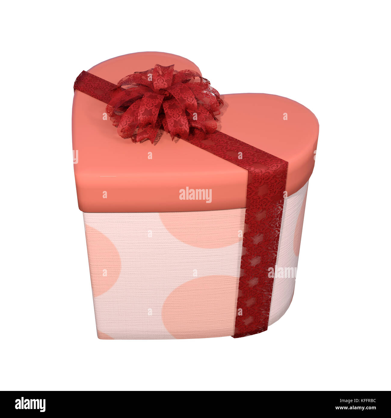 3D rendering of a pink heart box isolated on white background Stock ...