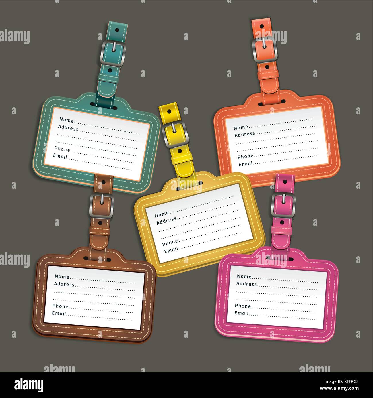 Leather luggage tags labels. Vector illustration Stock Vector Image ...