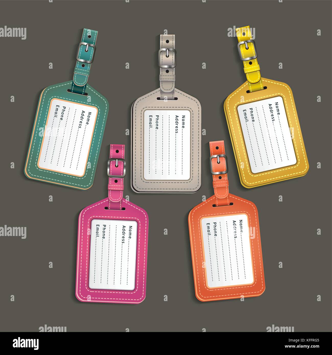 Leather luggage tags labels. Vector illustration Stock Vector Image ...