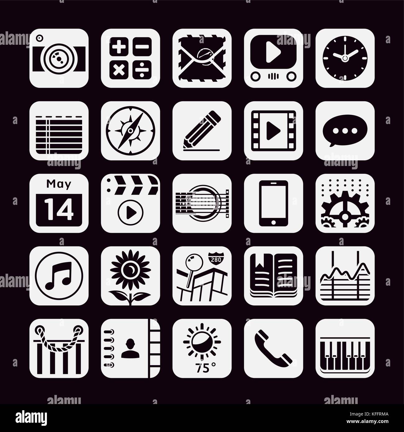 Application icons for smartphone and web. Vector illustration Stock ...