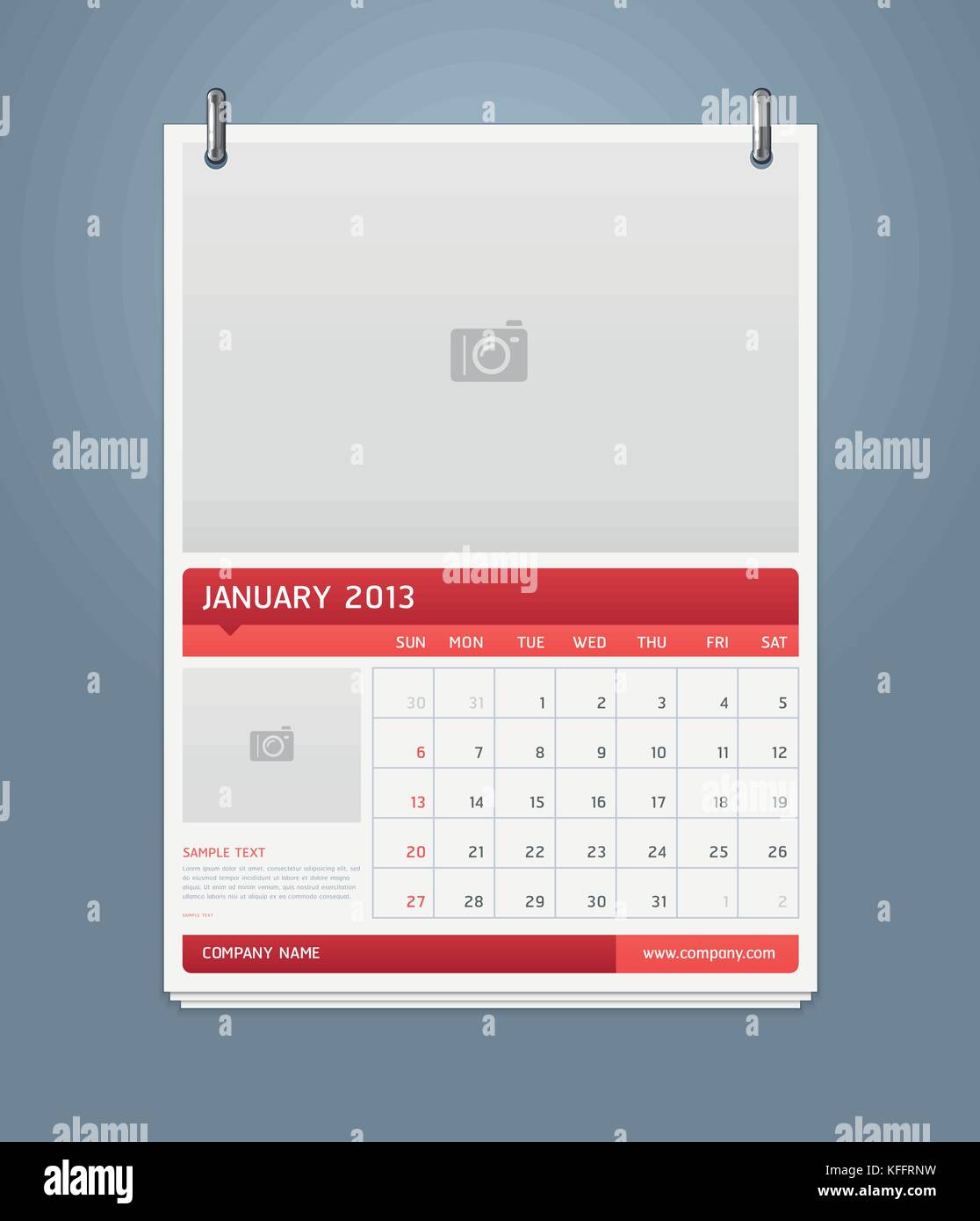 Clean calendar template design. Vector illustration Stock Vector Image ...