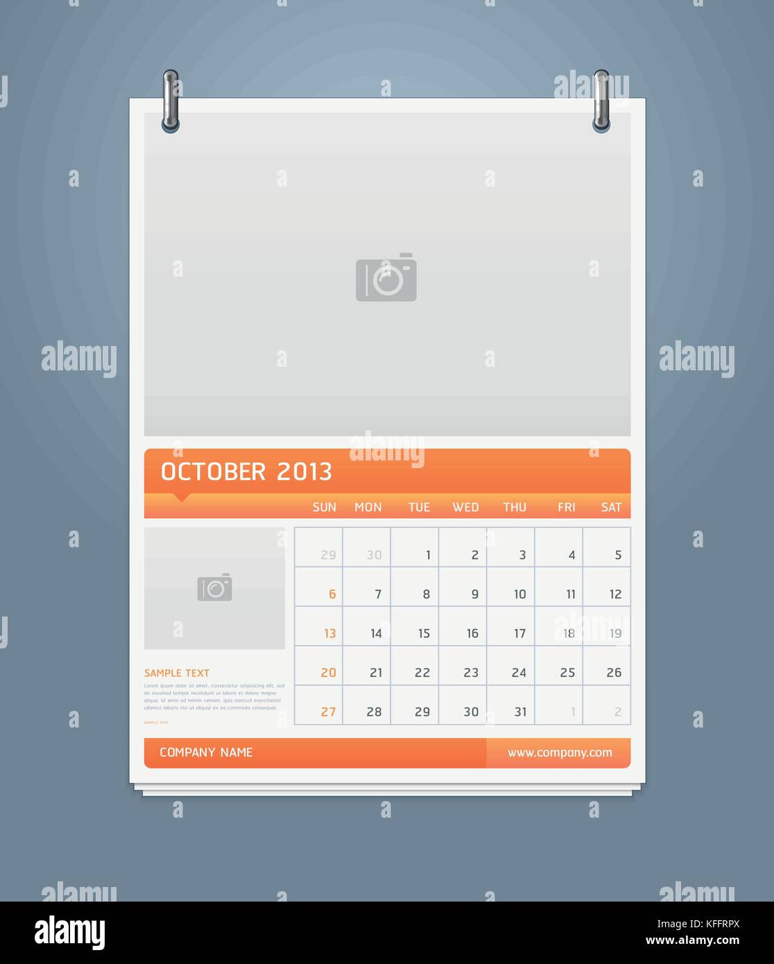 Clean calendar template design. Vector illustration Stock Vector Image ...