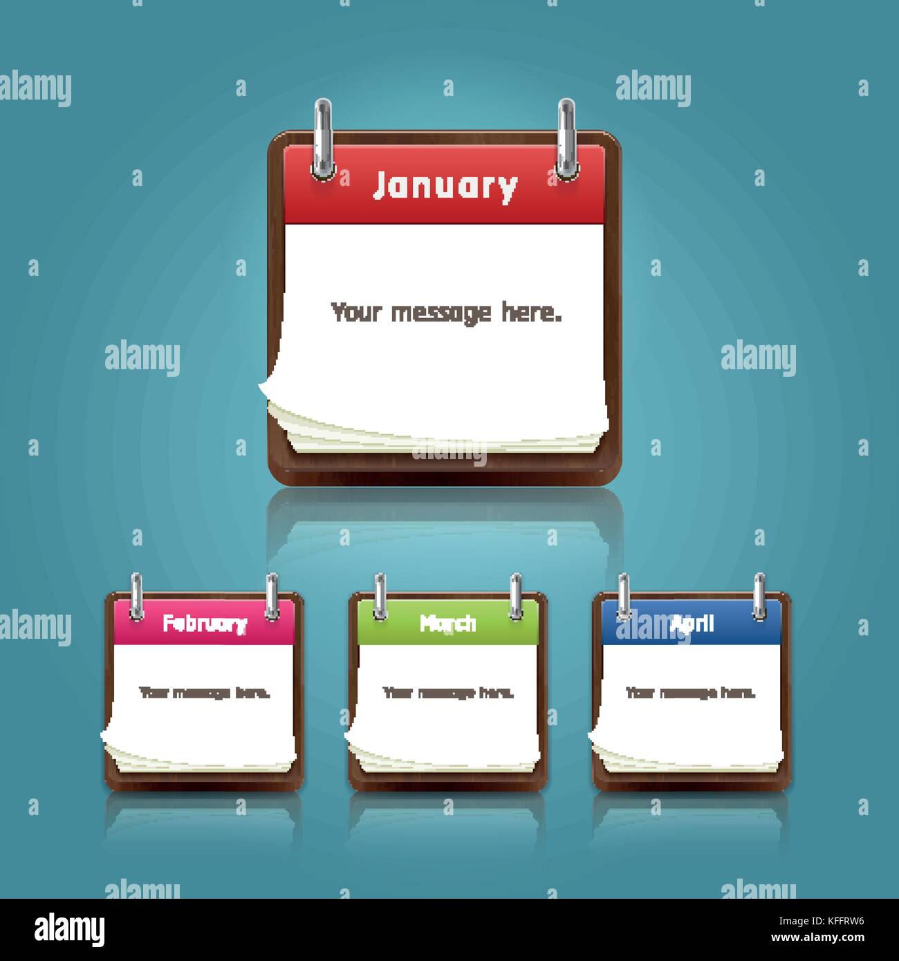 Clean calendar template, note pad conceptual design set. Vector ...