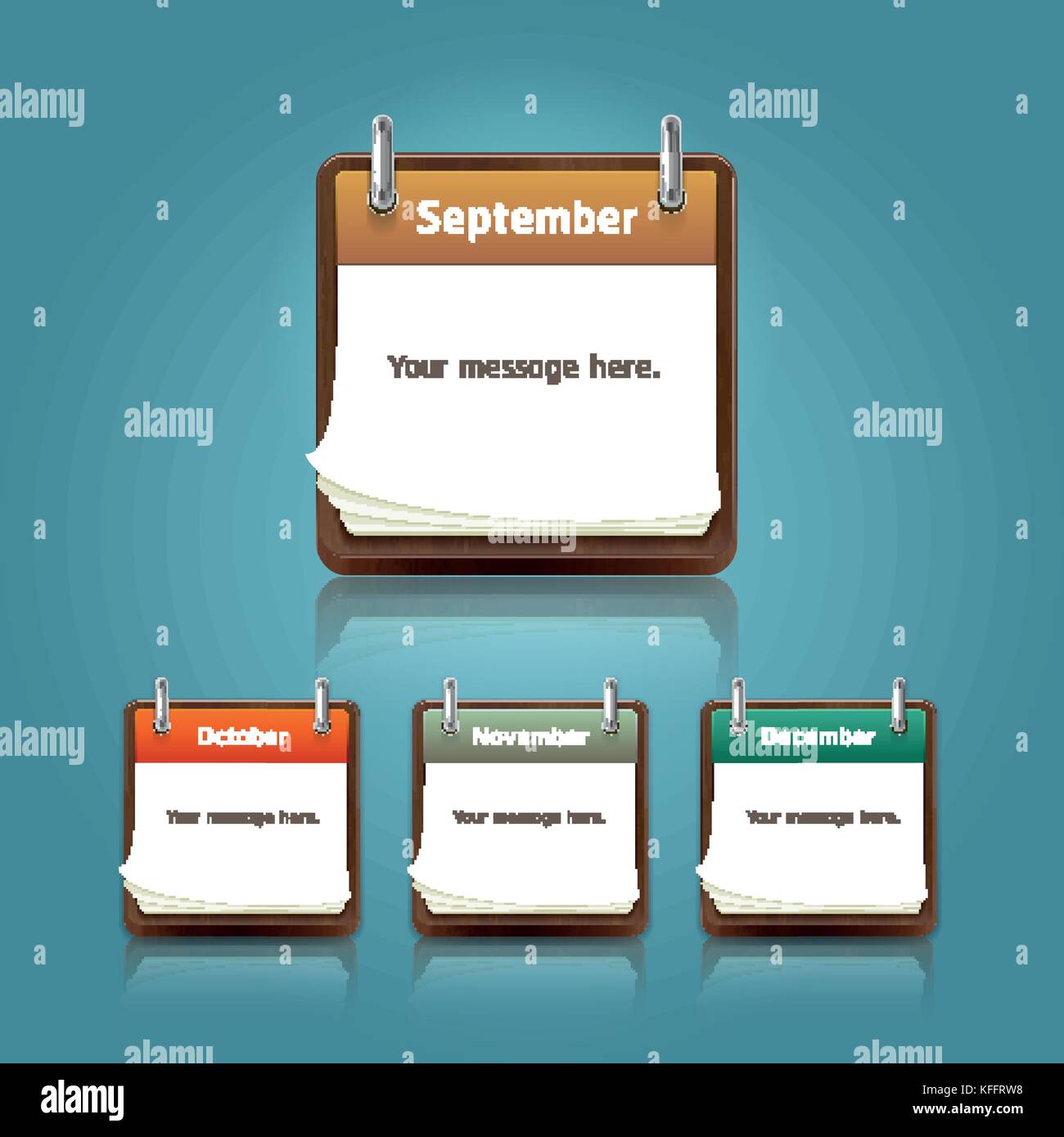 Clean calendar template, note pad conceptual design set. Vector ...