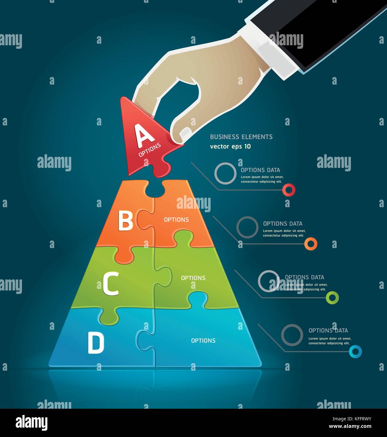 Businessman hand making a pyramid business strategy diagram puzzle ...