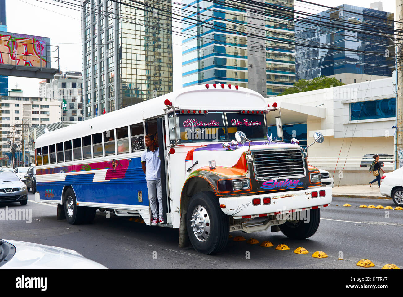 Bus in Panama City, Panama Stock Photo - Alamy