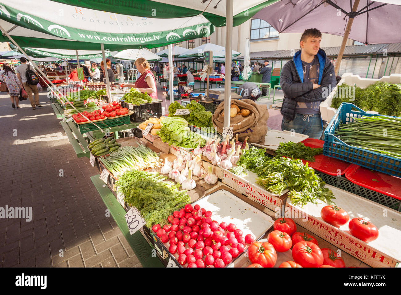 Fruit and vegetable seller at Riga's Central Market (Centraltirgus ...