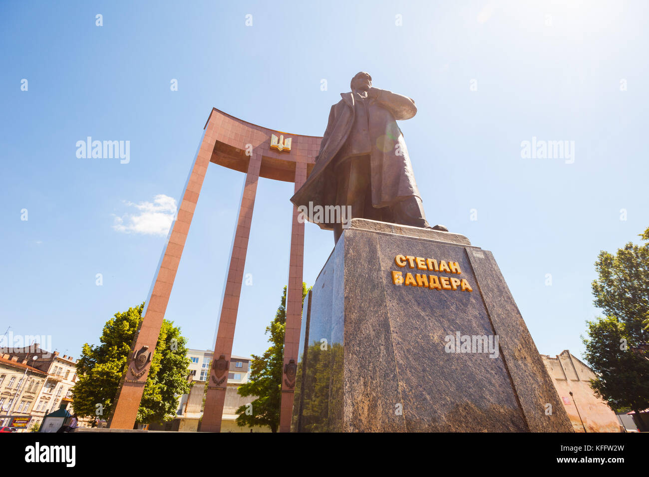 The Stepan Bandery (Stepana Bandera) Monument, Lviv, Ukraine Stock ...