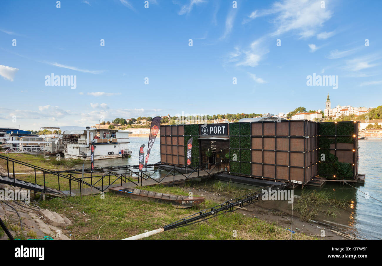 Splav (river barge) night clubs on the Sava, Belgrade, Serbia Stock ...