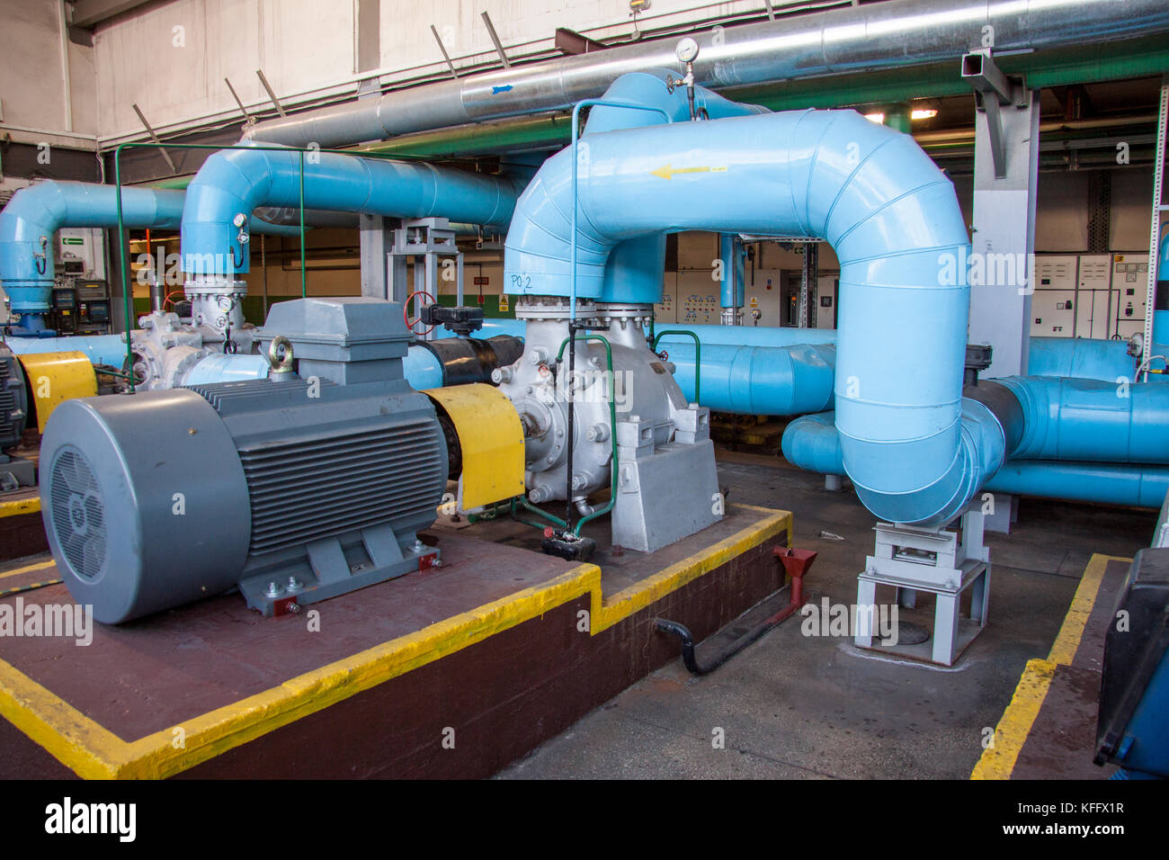 Big blue water pump - Poland Stock Photo - Alamy