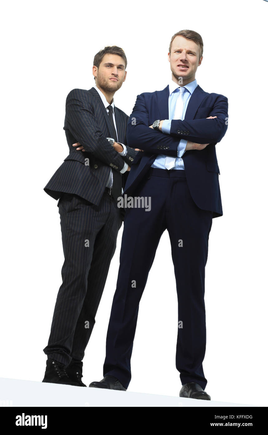 two business partners standing,isolated on white background.business ...