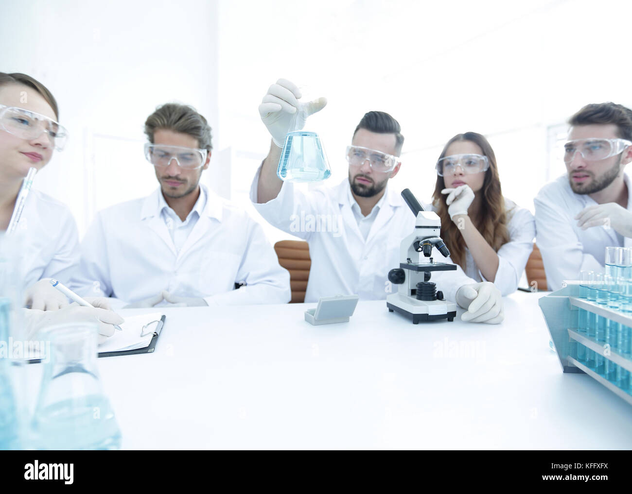 Team of scientists working together at the laboratory.photo with copy ...