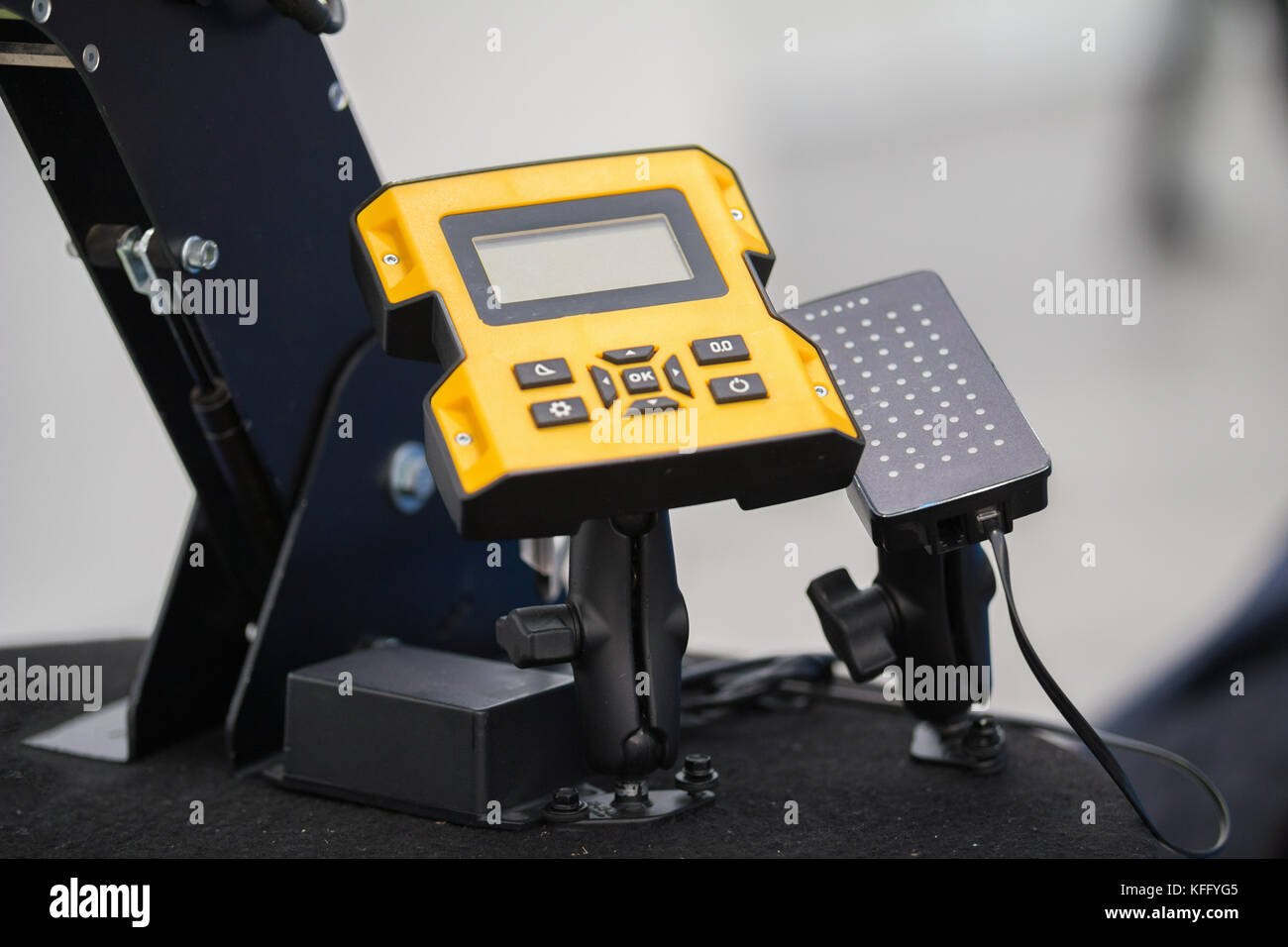 Industrial control remote panel in robotics manufacturing Stock Photo ...