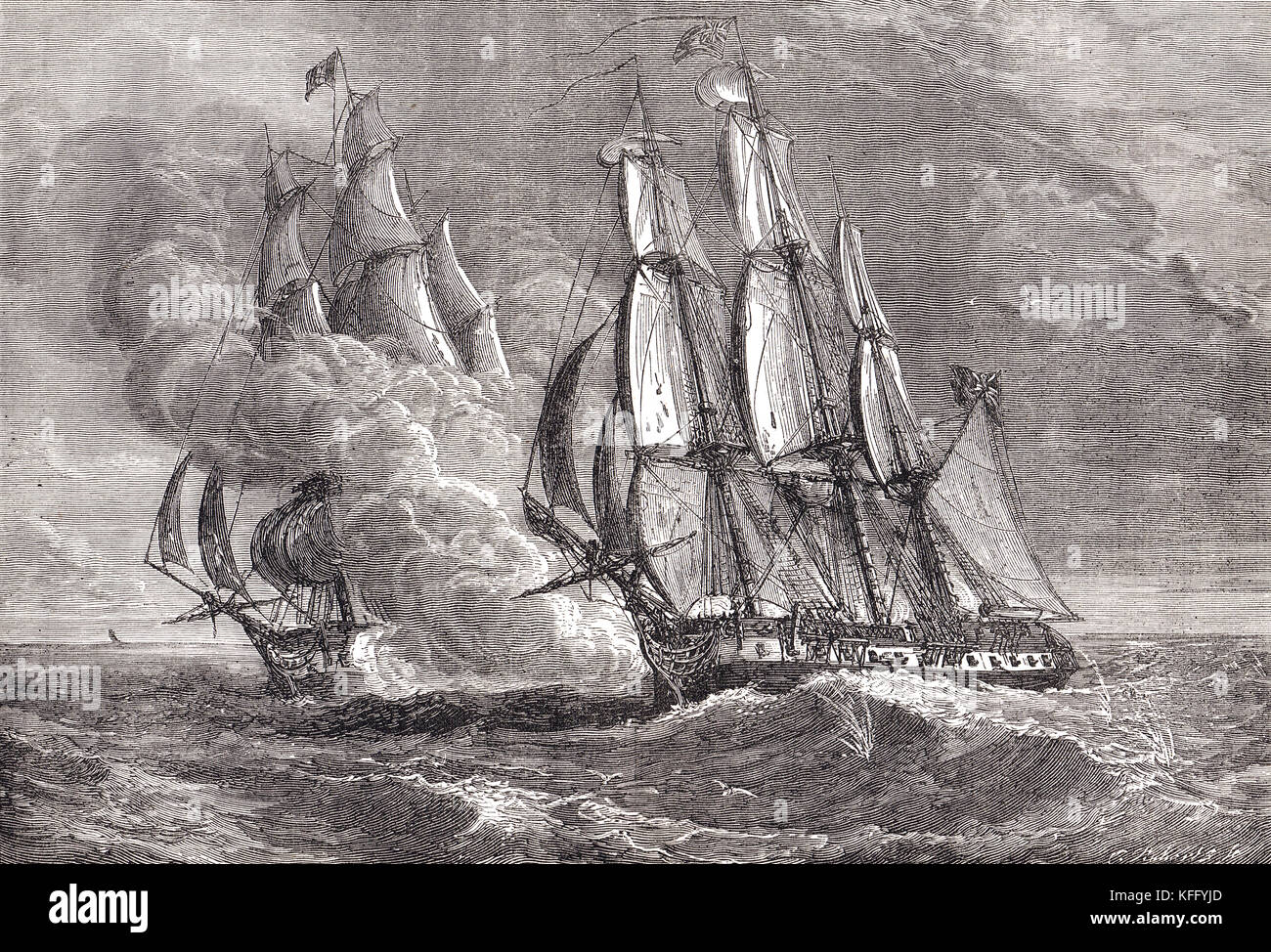 The fight between HMS Phoenix and French Ship Didon, Action of 10 ...