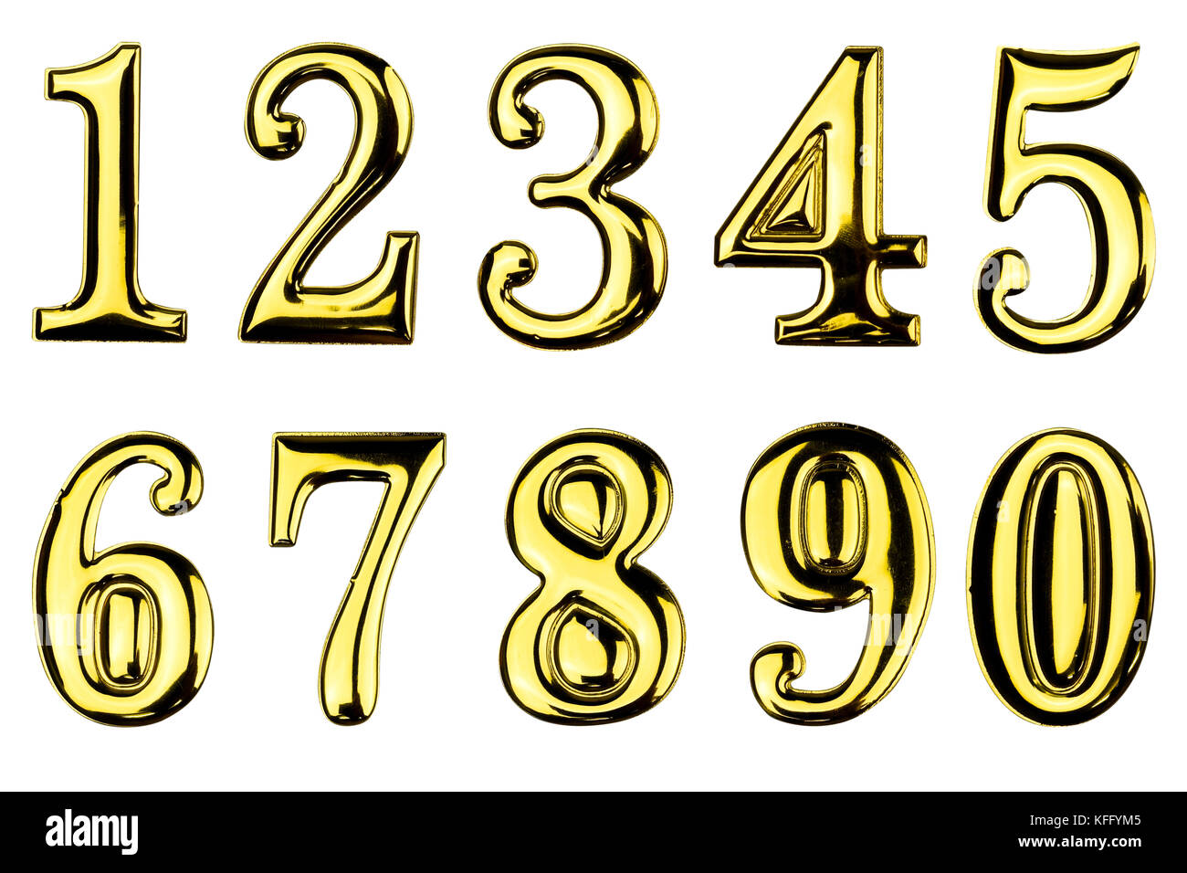 Elegant gold numbers set isolated on white background with clipping ...