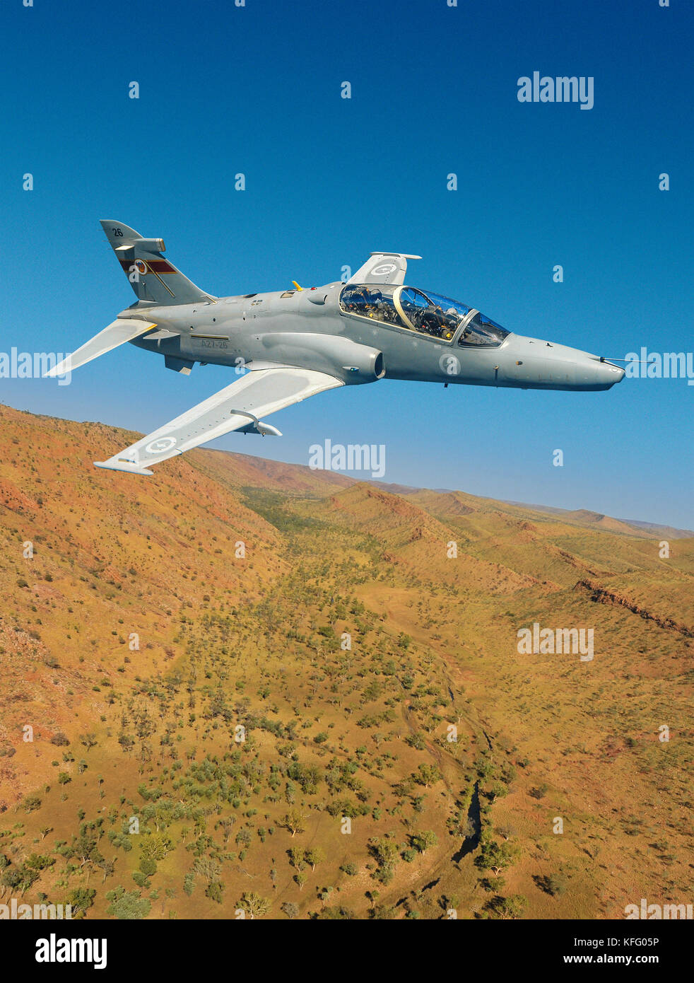 An air-to-air shot of a BAE Hawk jet trainer, from the Royal Australian ...