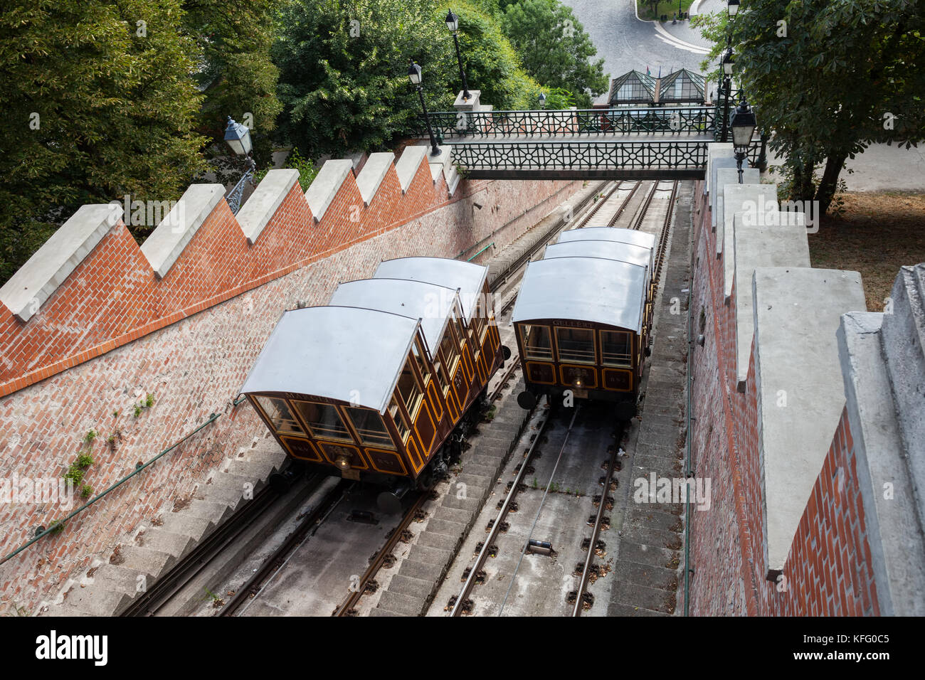 Hungary, Budapest, Budapest Castle Hill Funicular (Budavari Siklo) with ...