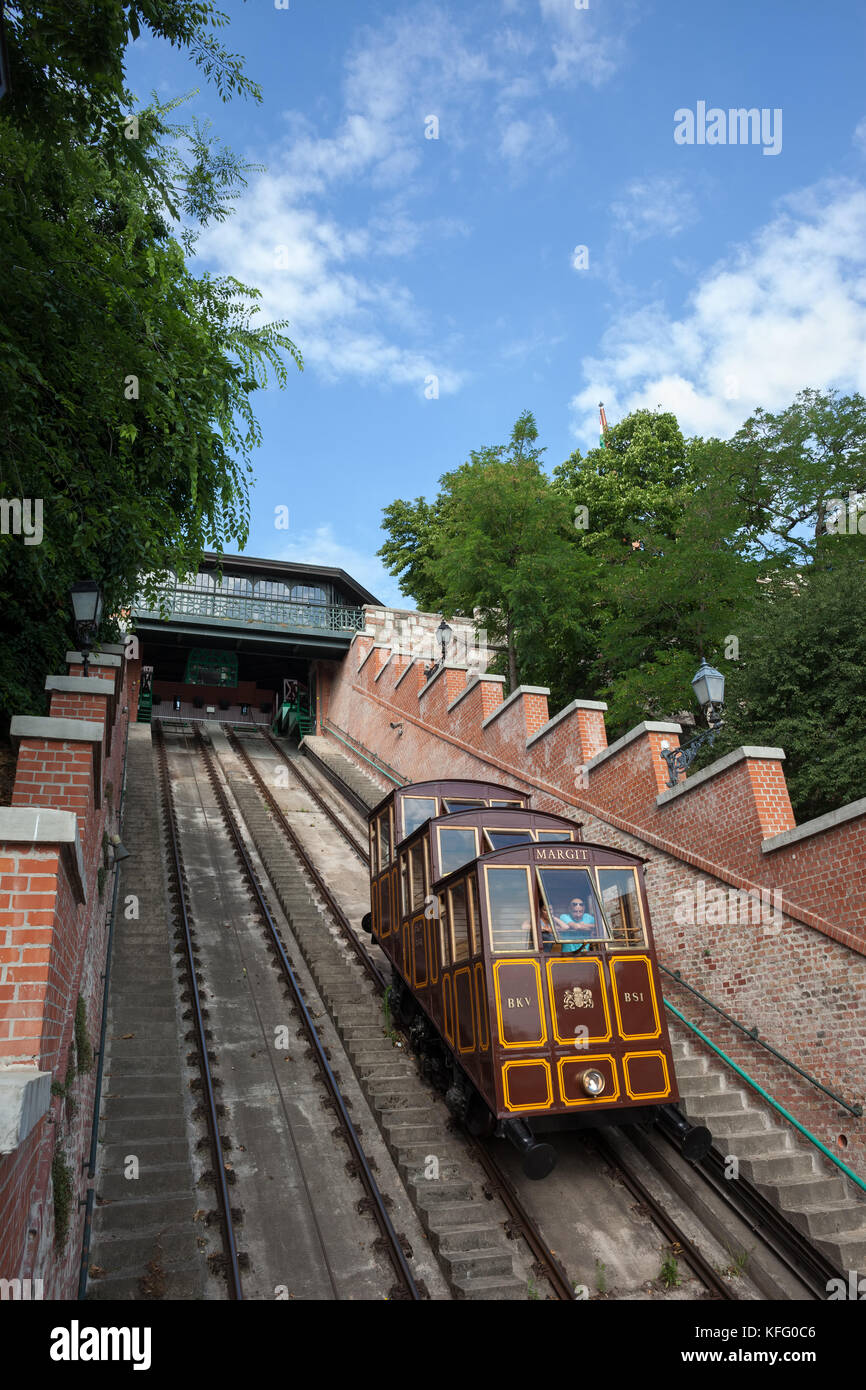 Hungary, Budapest, Budapest Castle Hill Funicular (Budavari Siklo) with ...