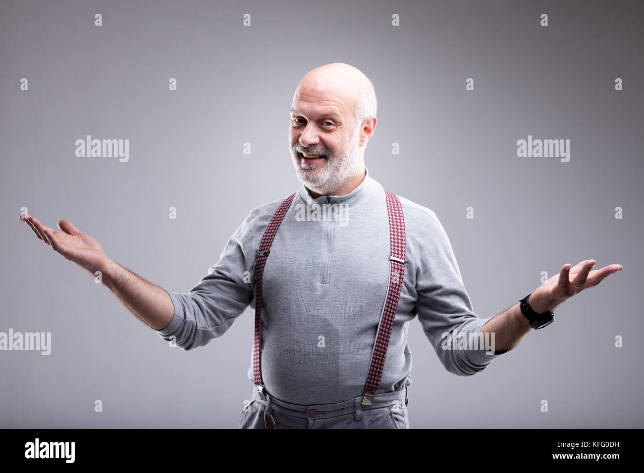 old man welcoming and cheering because he's successful Stock Photo - Alamy