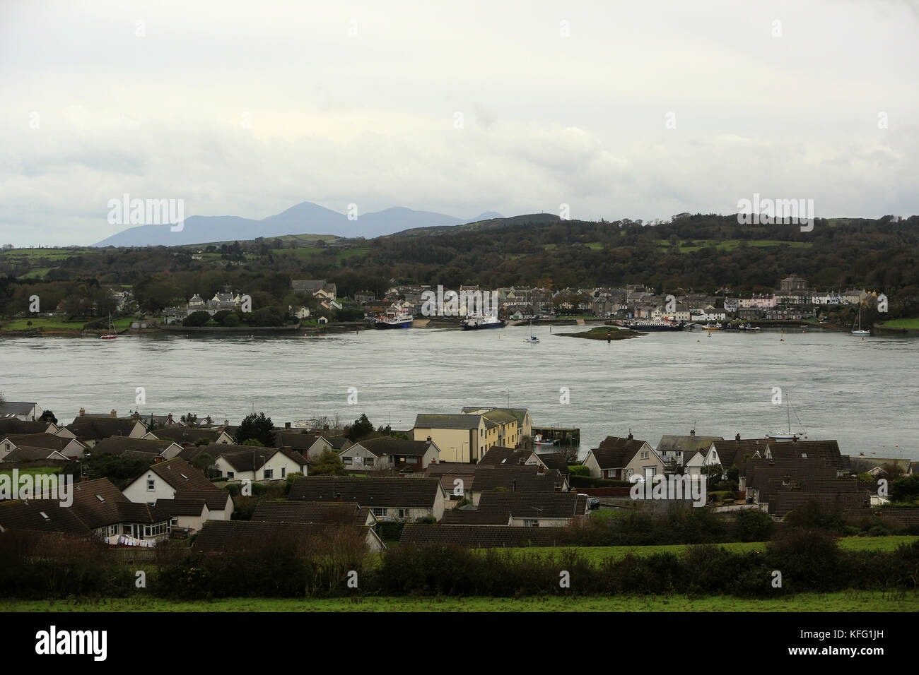 Strangford as seen from Windy Hill in Portaferry is framed with the ...