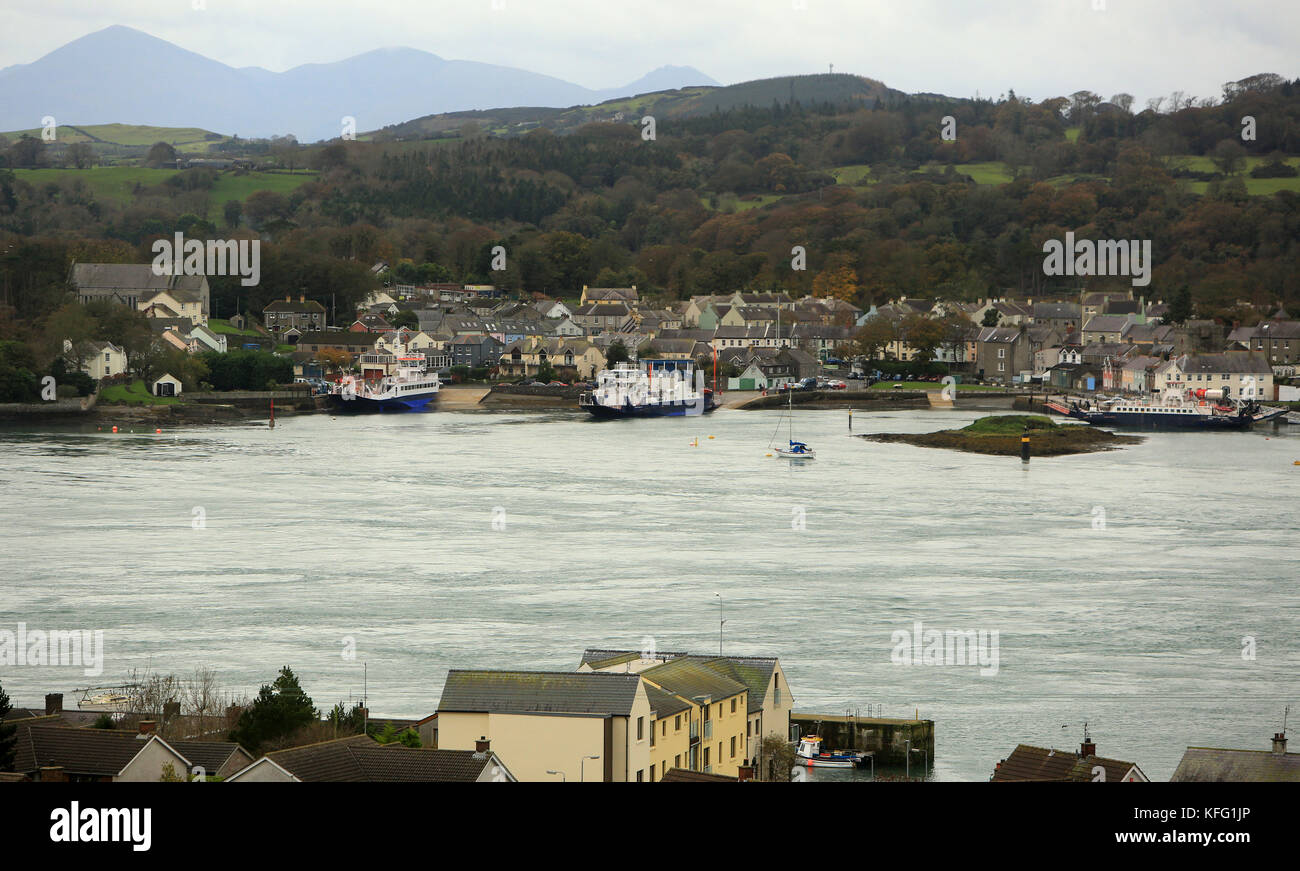 Strangford as seen from Windy Hill in Portaferry is framed with the ...