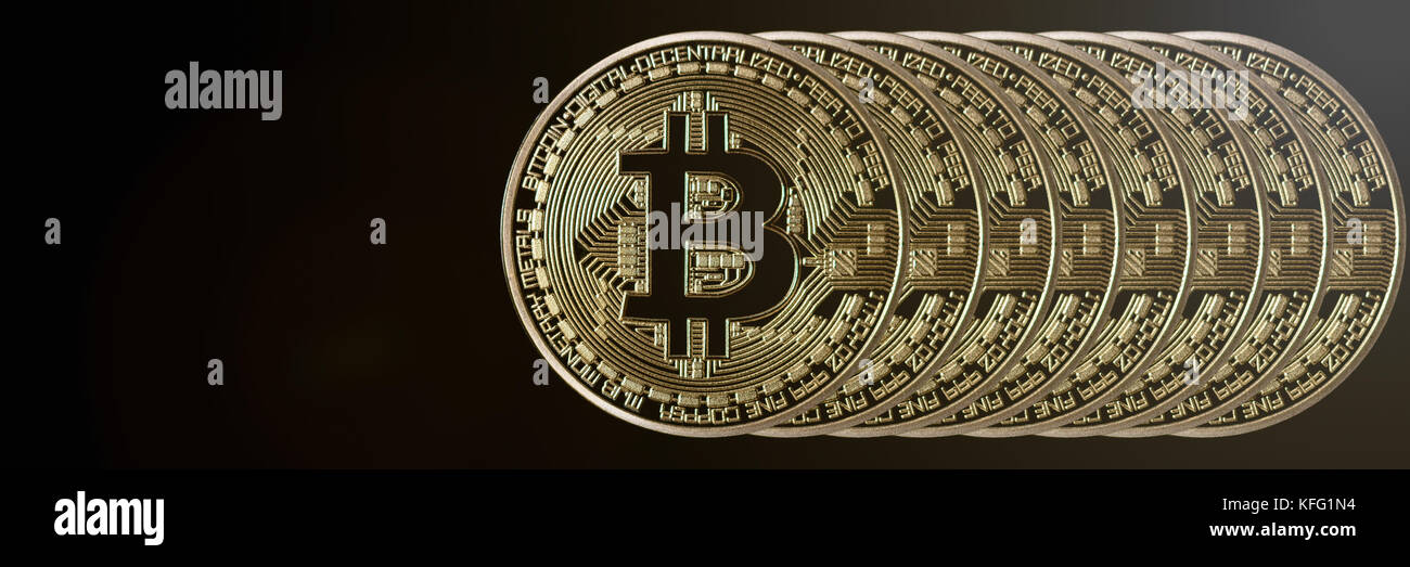 Bitcoin Banner Header. Gold Coin. Cryptocurrency with space for your ...