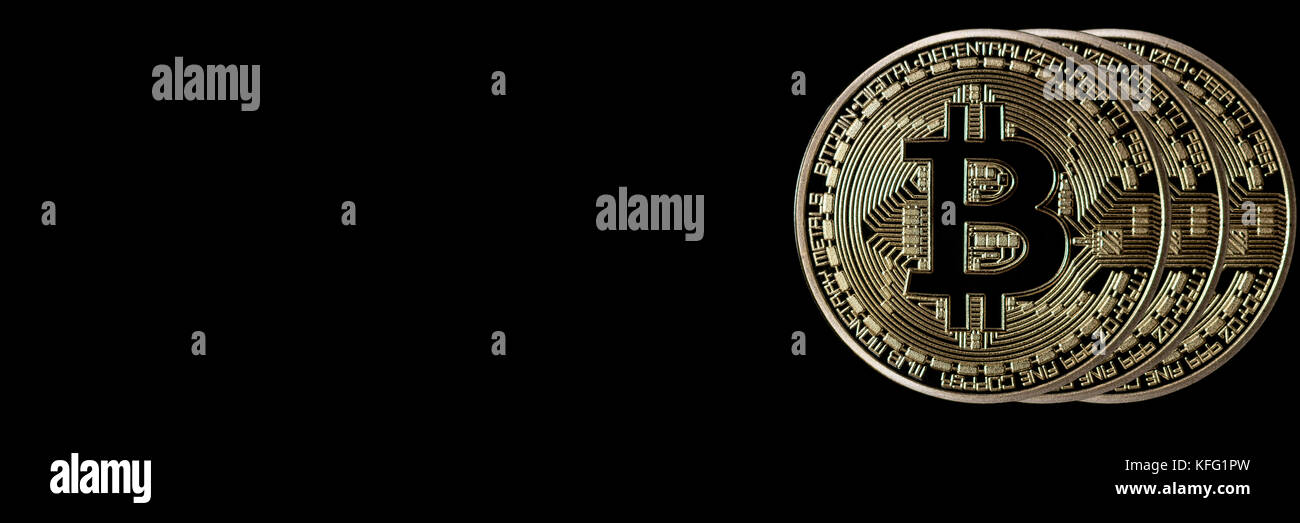 Bitcoin Banner Header. Gold Coin. Cryptocurrency with space for your ...