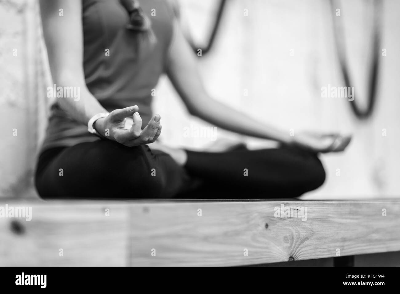 Woman Doing Yoga Exercises In Gym, Closeup Sport Fitness Girl Sitting ...