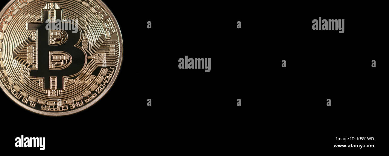 Bitcoin Banner Header. Gold Coin. Cryptocurrency with space for your ...