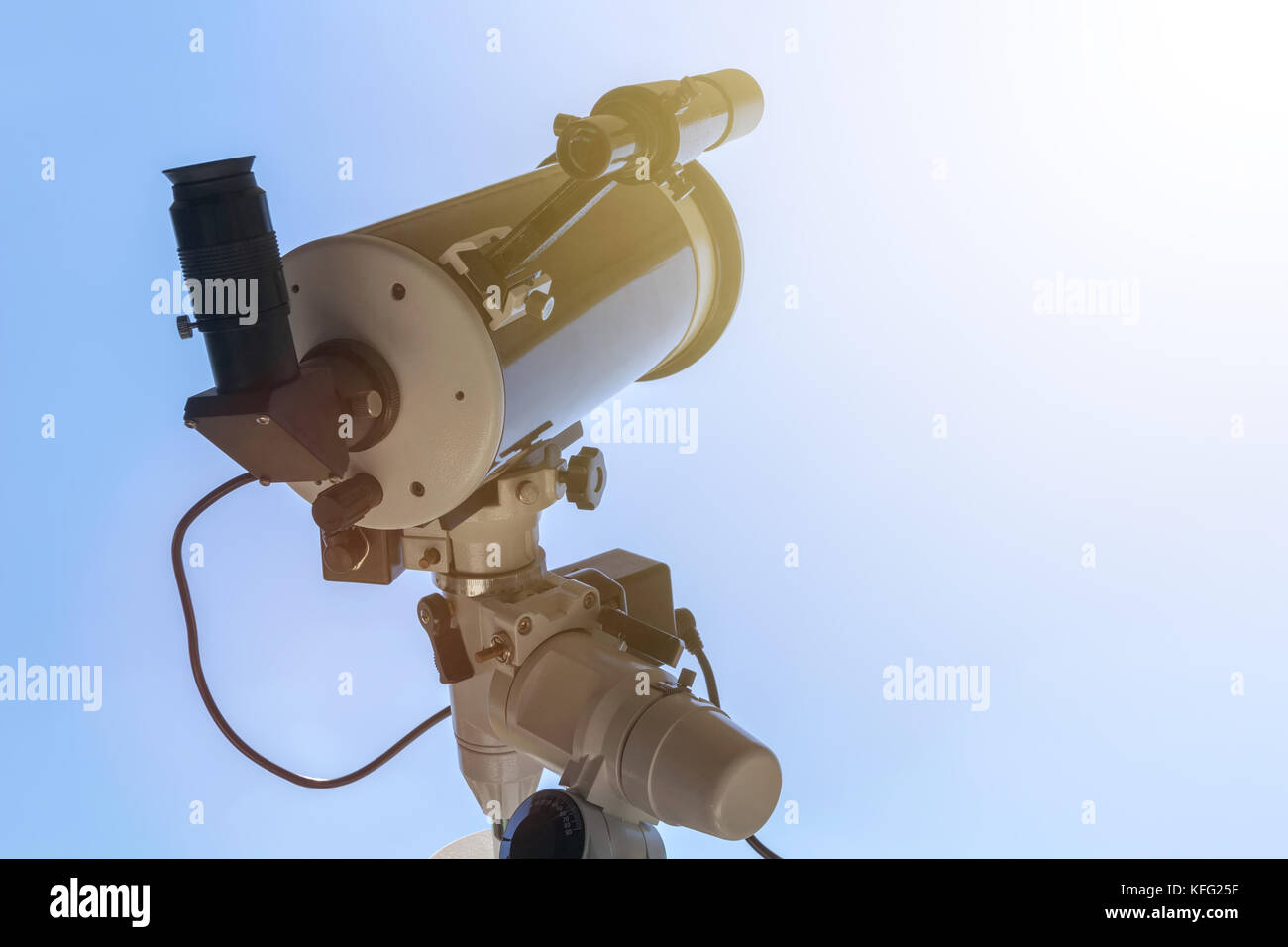 Observing the Sun with telescope. Solar eclipse telescope solar filter ...