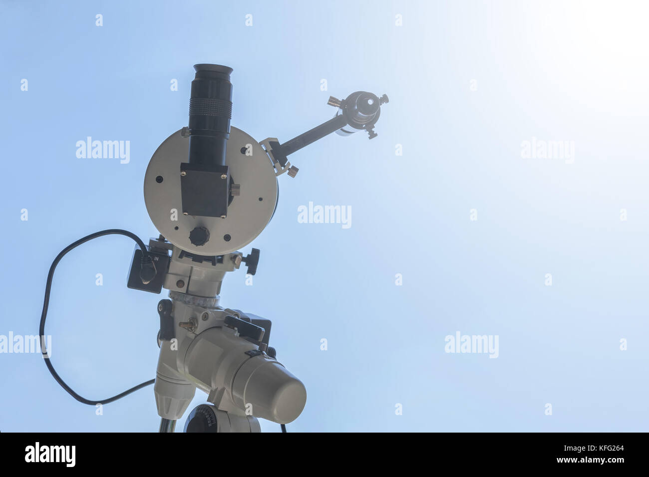 Solar eclipse observing with telescope. Telescope with solar filter ...