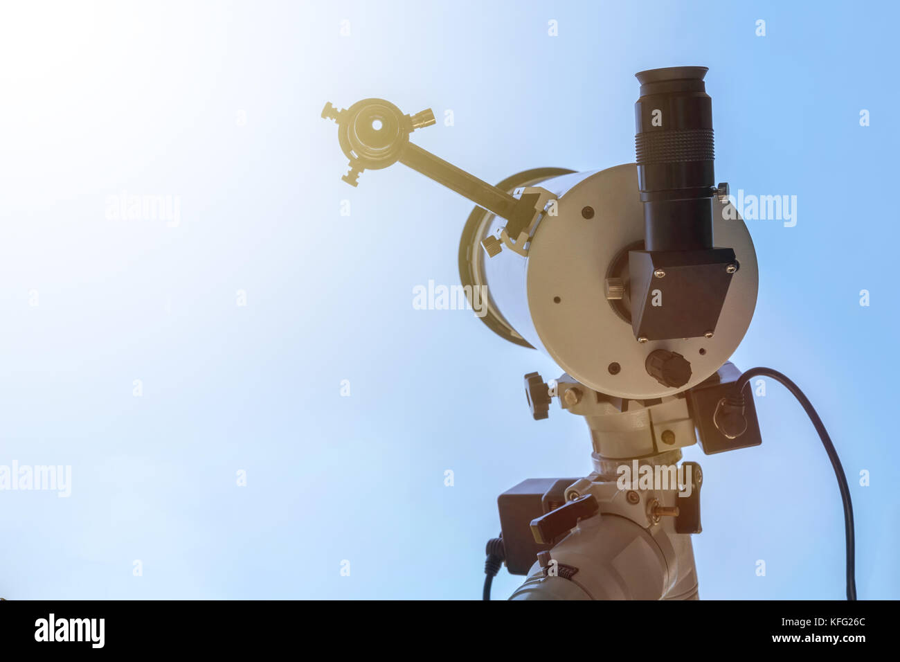 Observing the Sun with telescope. Solar eclipse telescope solar filter ...