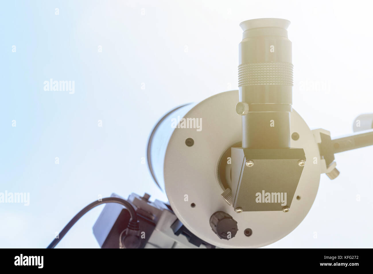 Solar eclipse observing with telescope. Telescope with solar filter ...