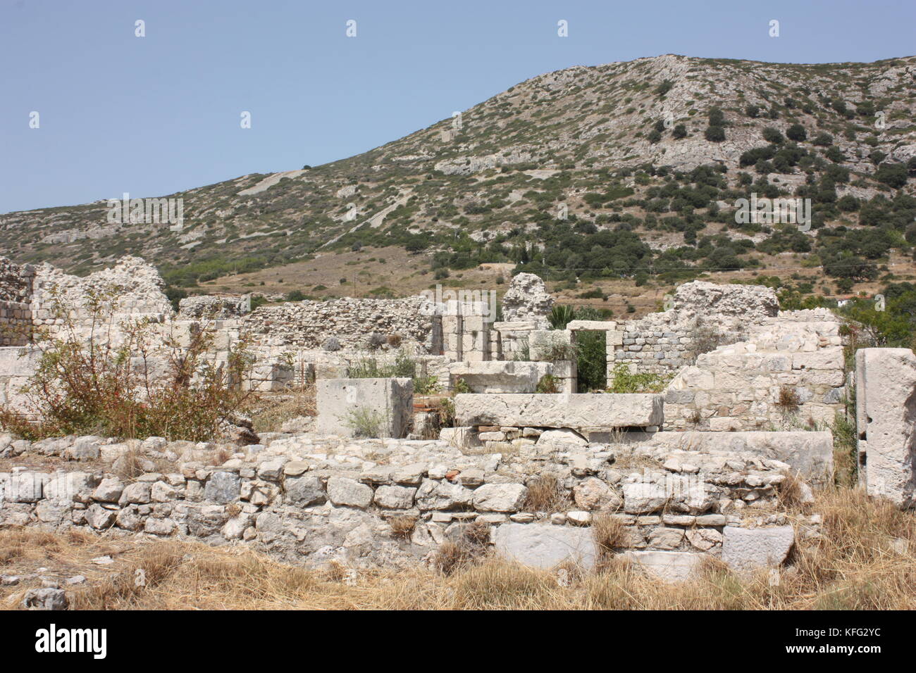 Ruins of a temple in a field near Pythagorio on Samos Stock Photo - Alamy
