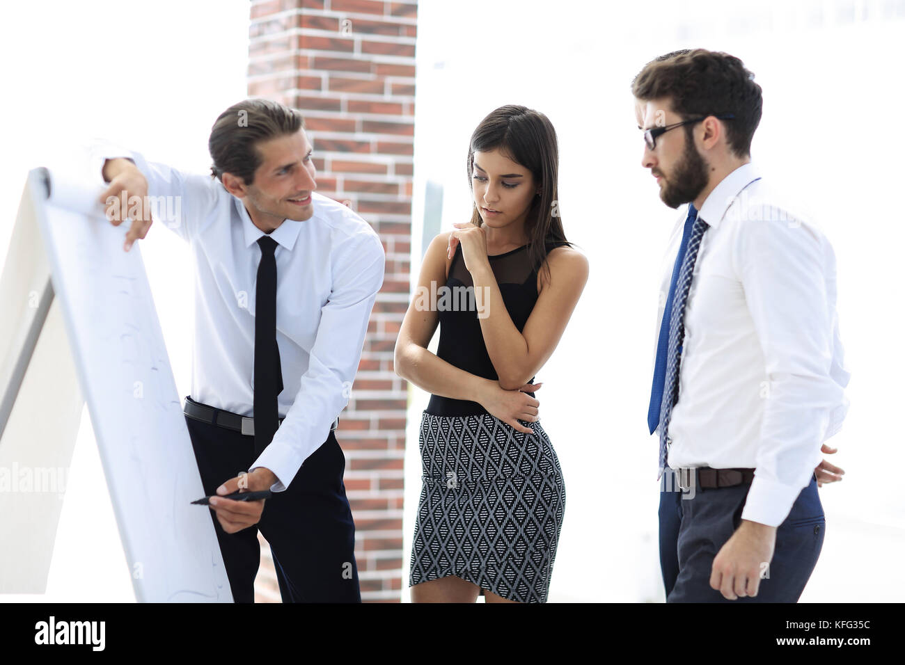 Manager makes a presentation to colleagues .photo with copy space Stock ...