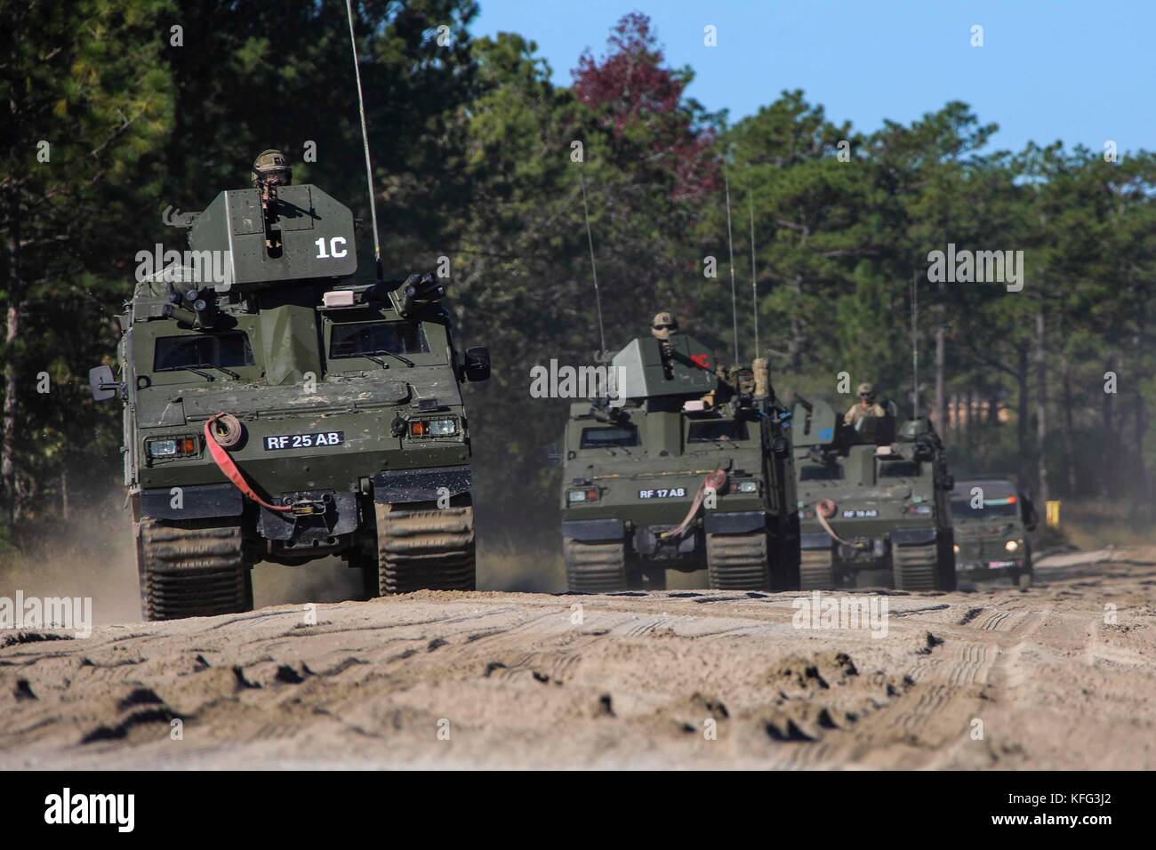The BvS 10 Viking vehicles drive into training compound during Bold ...