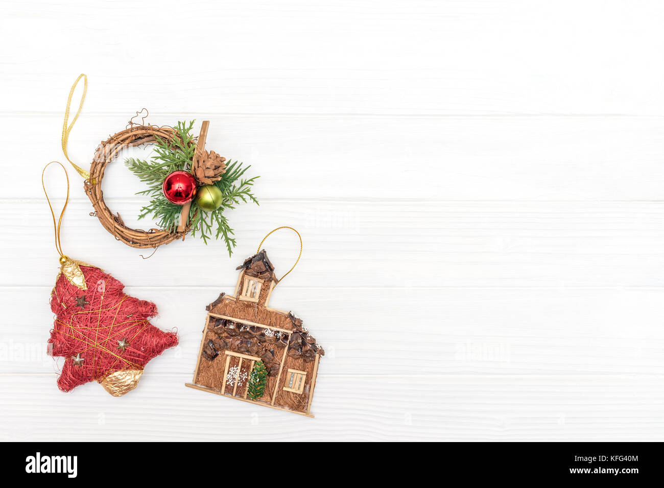 Christmas and new year decoration made of corner frame with New Year ...