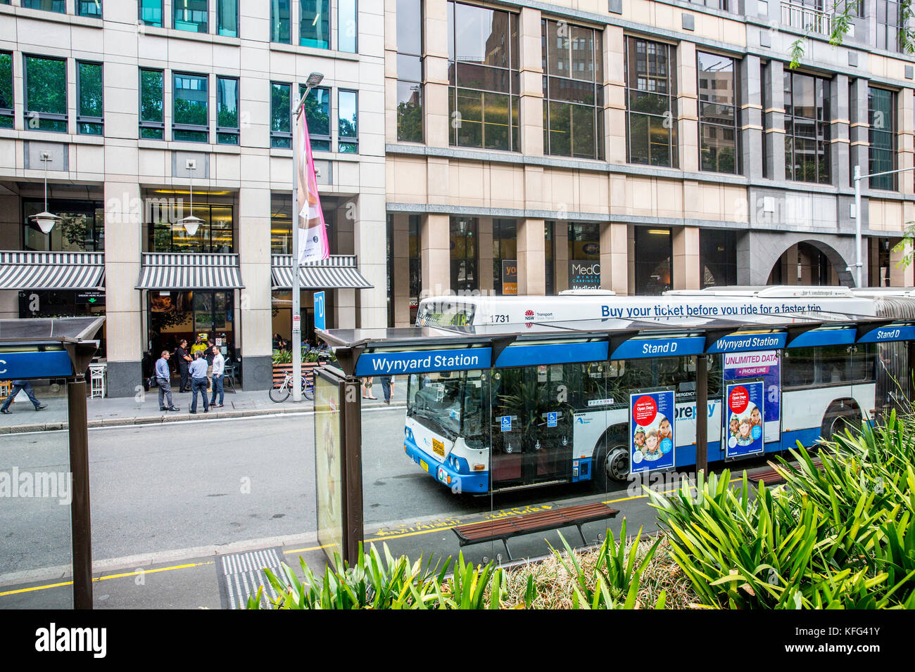 Sydney bus at Wynyard bus station in Sydney city centre,New South Wales ...