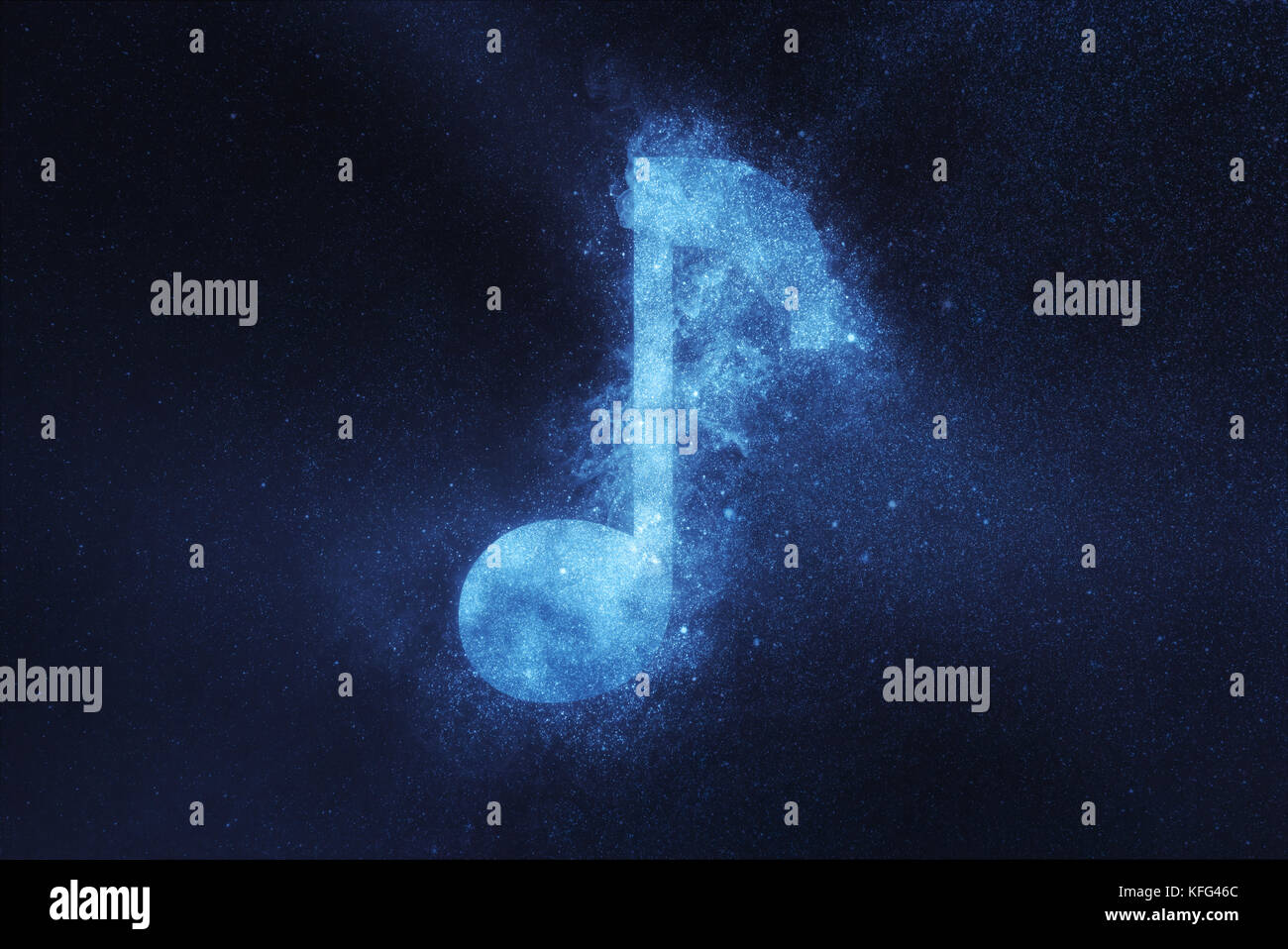 Music note sign, Music note symbol. Abstract night sky background Stock ...
