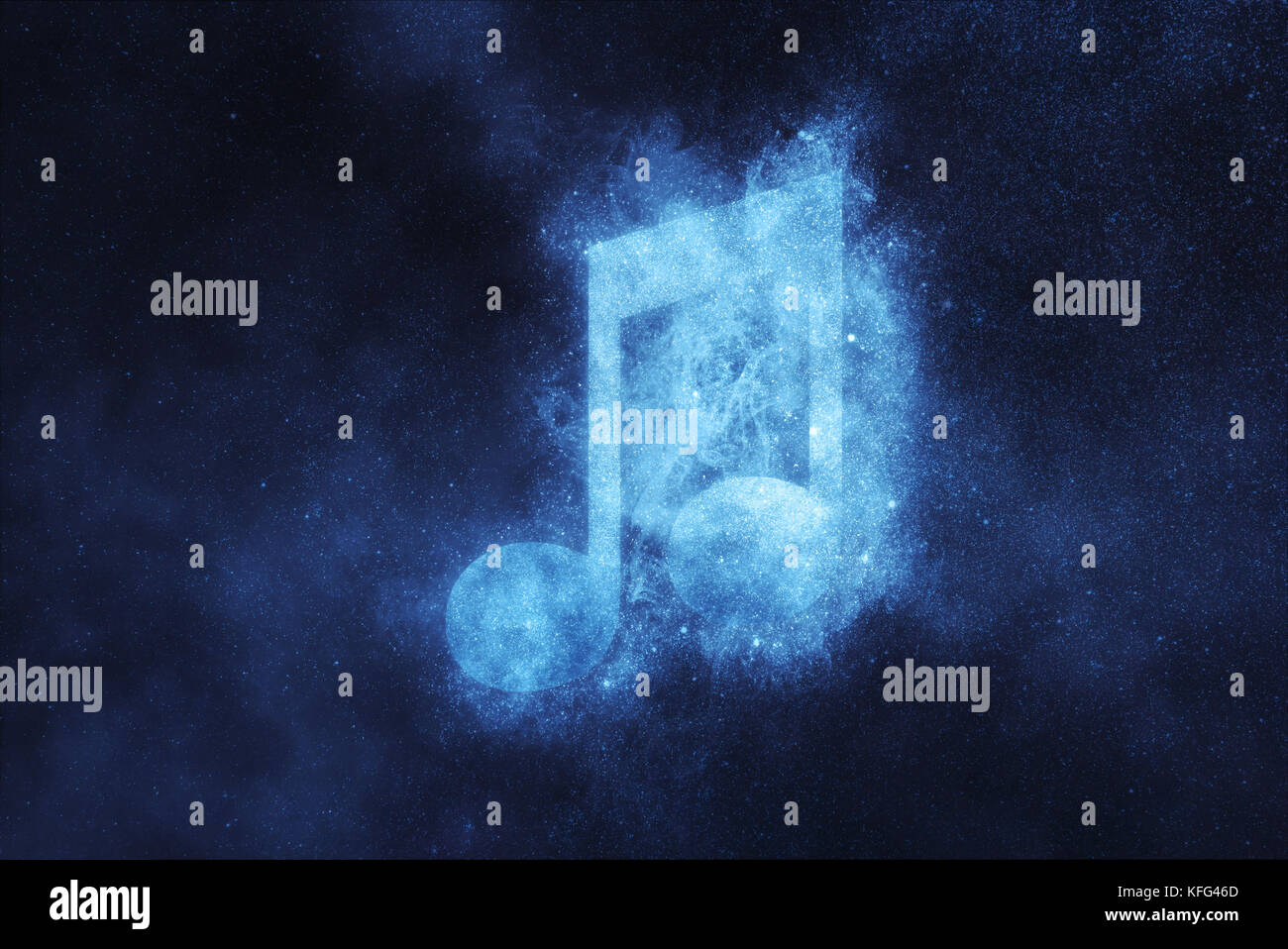 Music note sign, Music note symbol. Abstract night sky background Stock ...