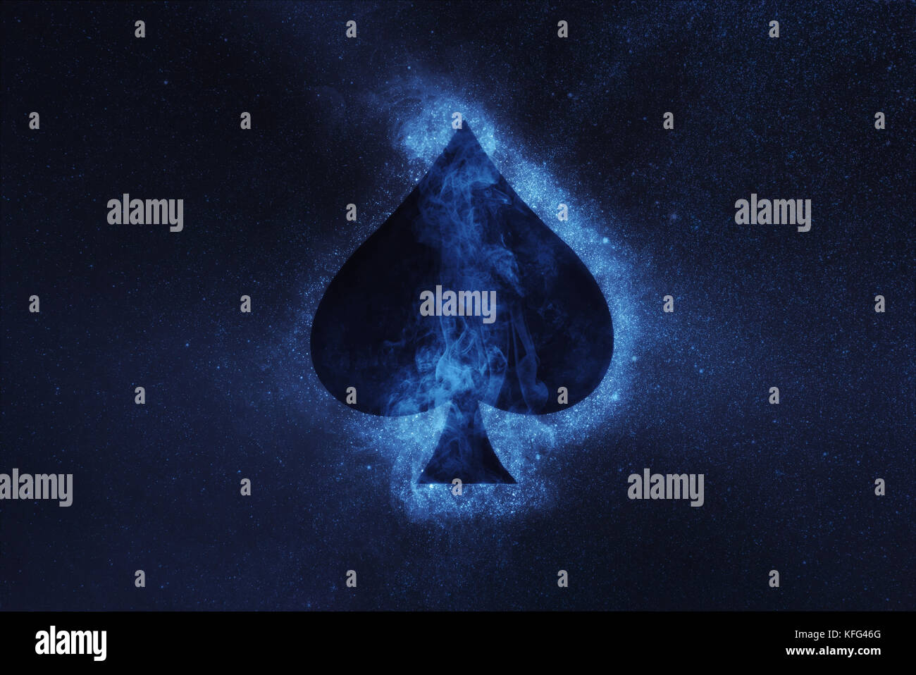 Playing card. Spade symbol. Abstract night sky background Stock Photo ...
